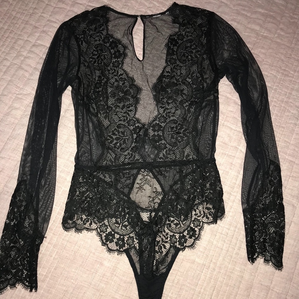 Victoria's Secret Black Lace Plunge Teddy - Gem